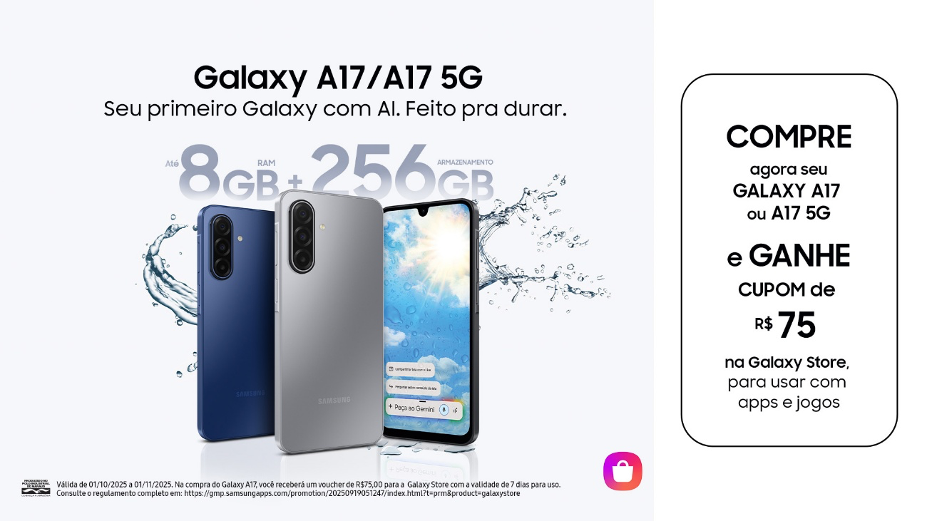 Compre um novo Galaxy A07 ou Galaxy A17 e ganhe um voucher de até R$ 75 ...